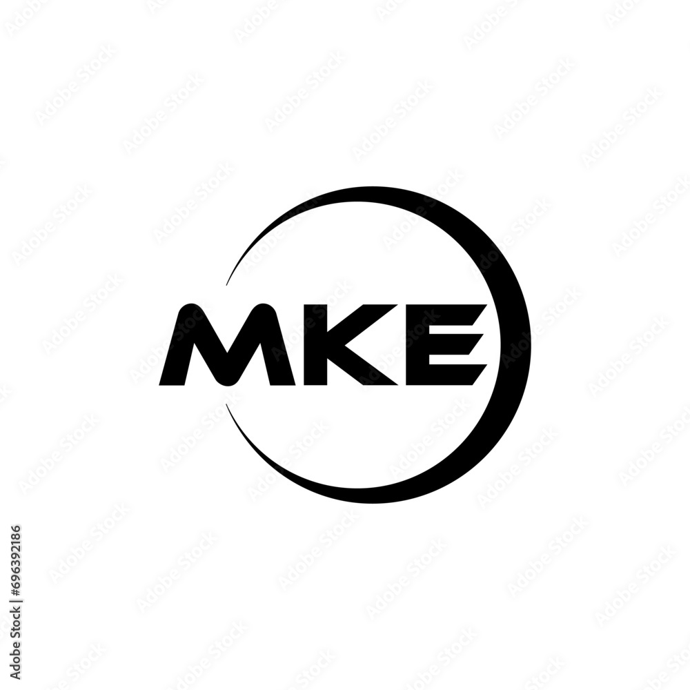 MKE letter logo design with white background in illustrator, cube logo ...