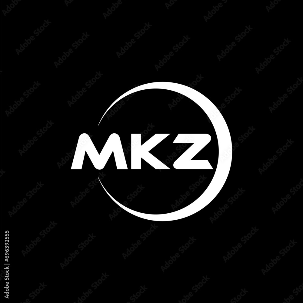 MKZ letter logo design with black background in illustrator, cube logo ...