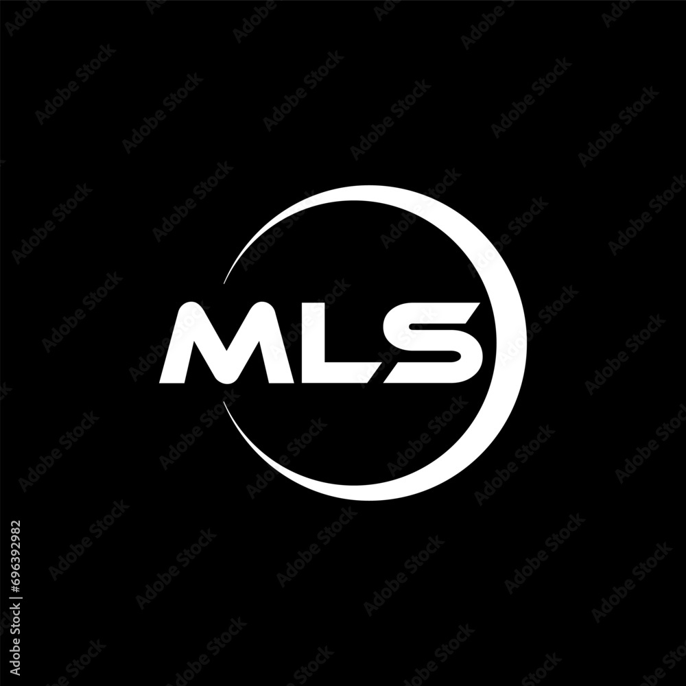 MLS letter logo design with black background in illustrator, cube logo ...