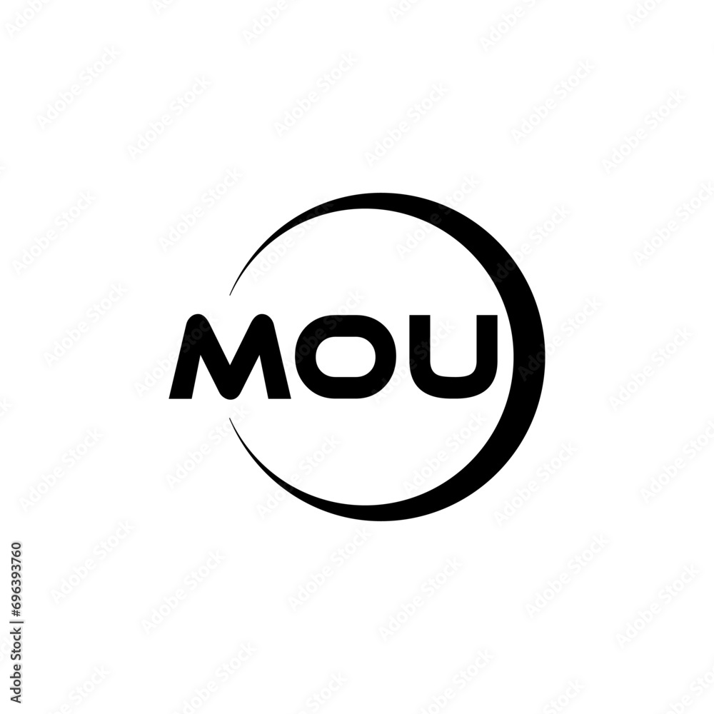 MOU letter logo design with white background in illustrator, cube logo ...