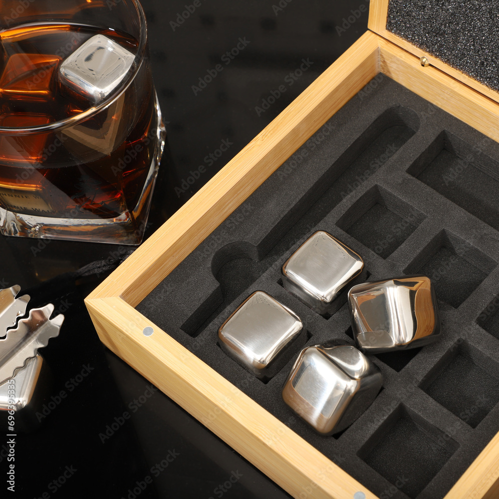 Stainless Steel Whiskey Stone Set in Bamboo Box, Whiskey Stone Set ...