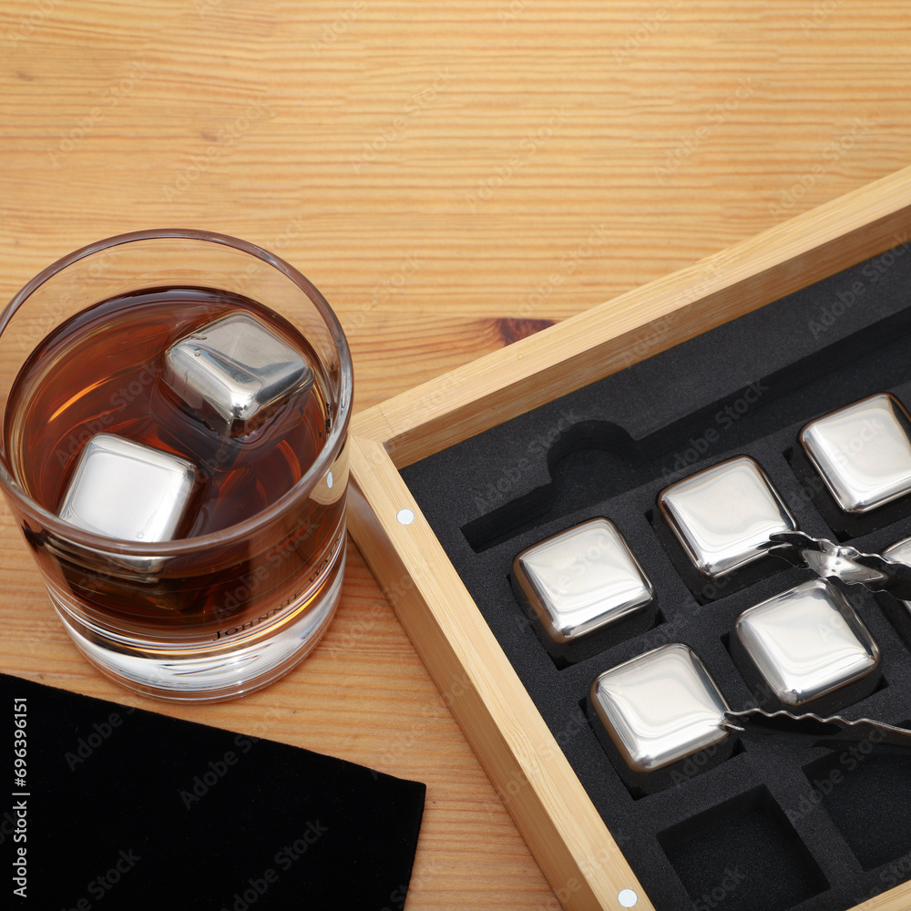 Stainless Steel Whiskey Stone Set in Bamboo Box, Whiskey Stone Set ...