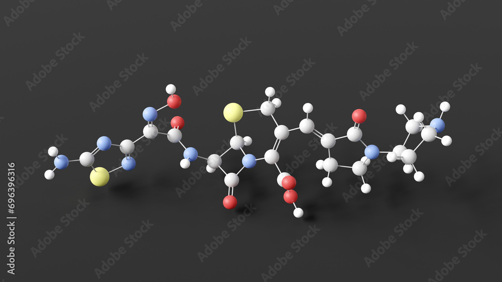 ceftobiprole molecular structure, cephalosporin, ball and stick 3d ...