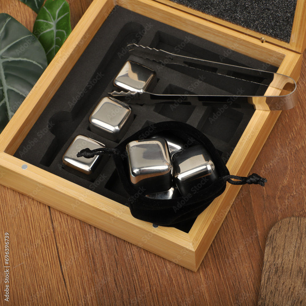 Stainless Steel Whiskey Stone Set in Bamboo Box, Whiskey Stone Set ...
