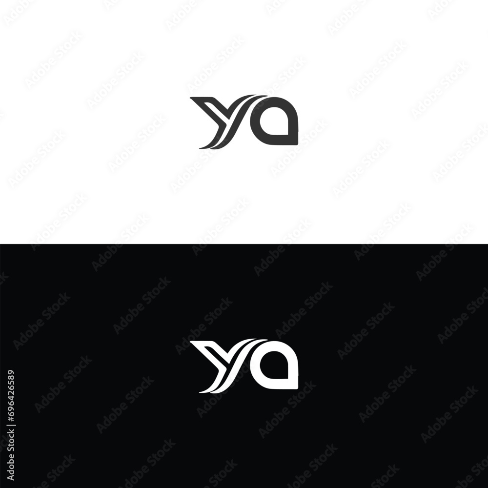 YA logo. Y A design. White YA letter. YA, Y A letter logo design. Initial letter YA linked ...