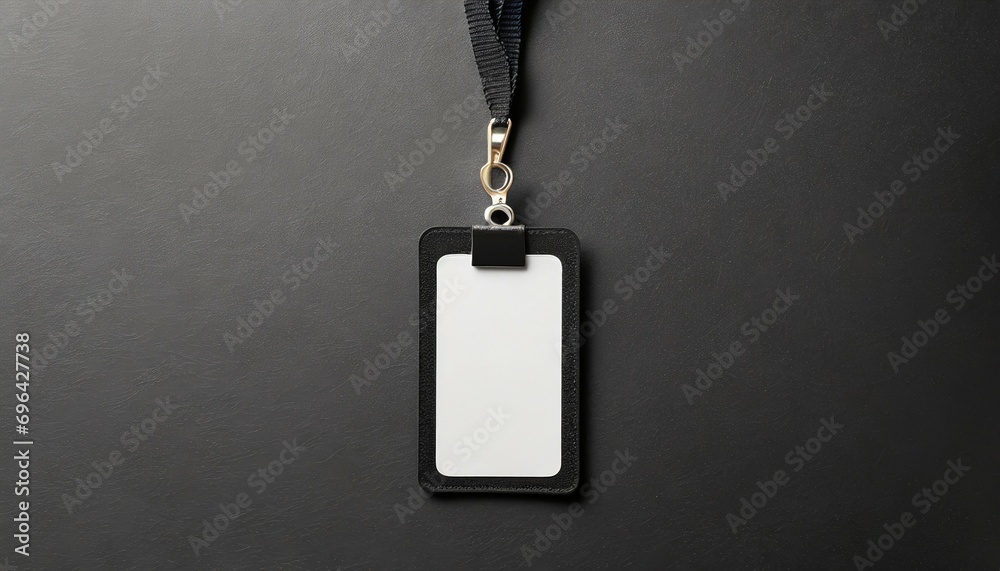 blank badge mockup on black plain empty name tag mock up hanging on ...