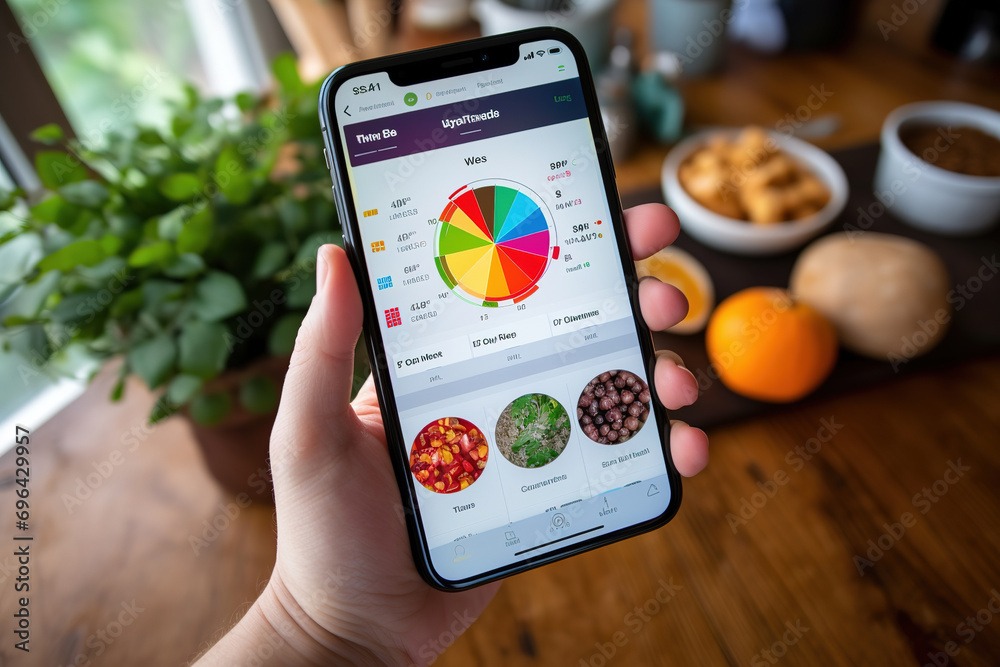 Person using smartphone app to track calories and macronutrients ...
