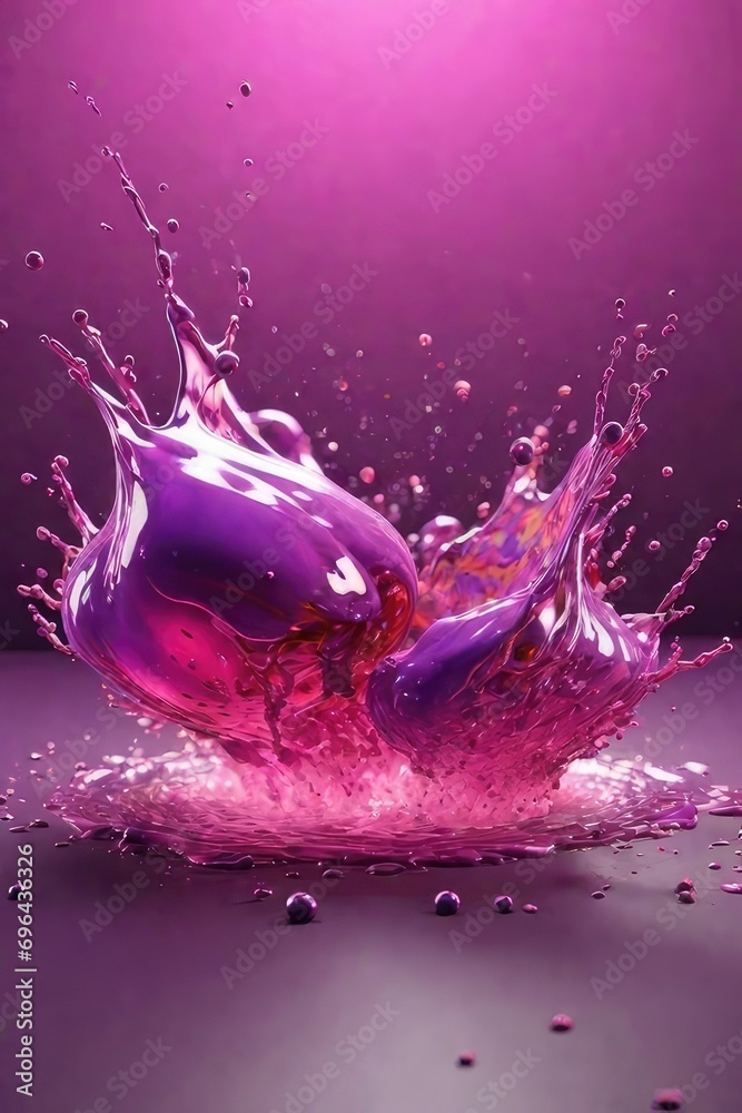 Pink and purple liquids, splash art, vertical composition Stock ...