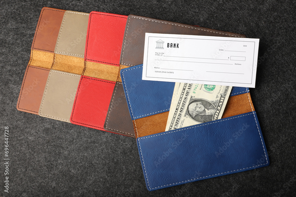 Colorful leather checkbook. Genuine leather checkbook, concept shot ...