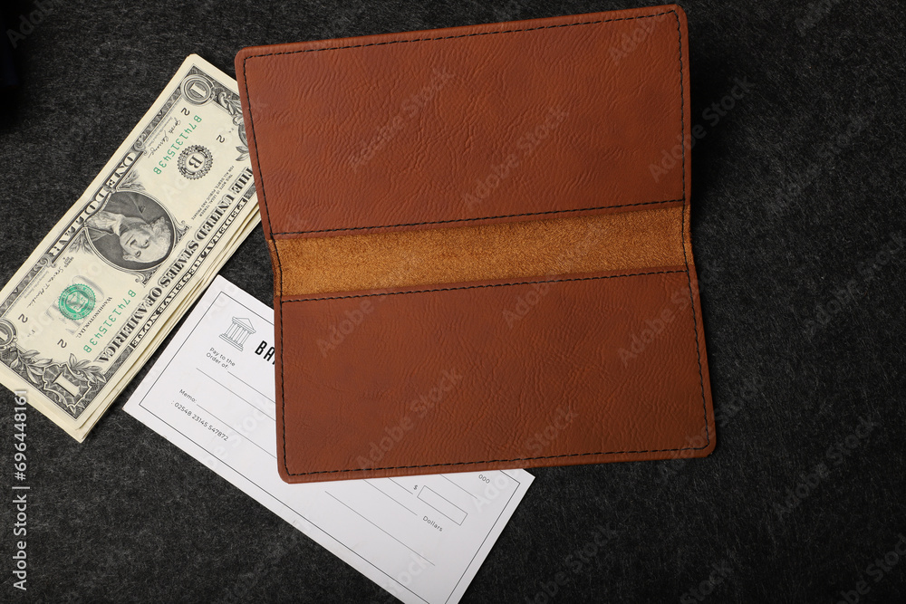 Colorful leather checkbook. Genuine leather checkbook, concept shot ...