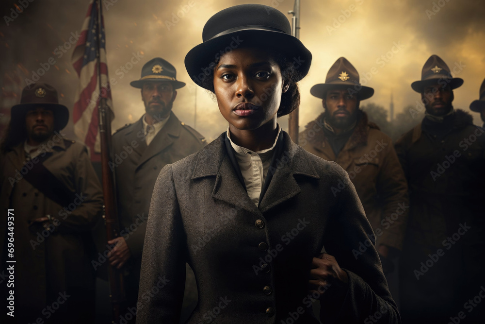 Defiant Woman Stance in Historical Uniform. Generative AI Stock Photo ...