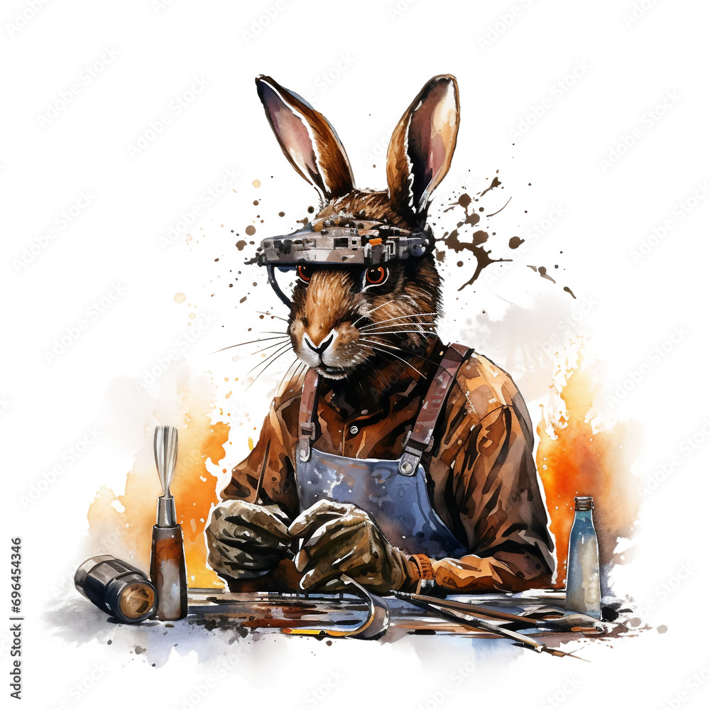 Watercolor hare, isolated, Hare welder watercolour image, clipart on ...