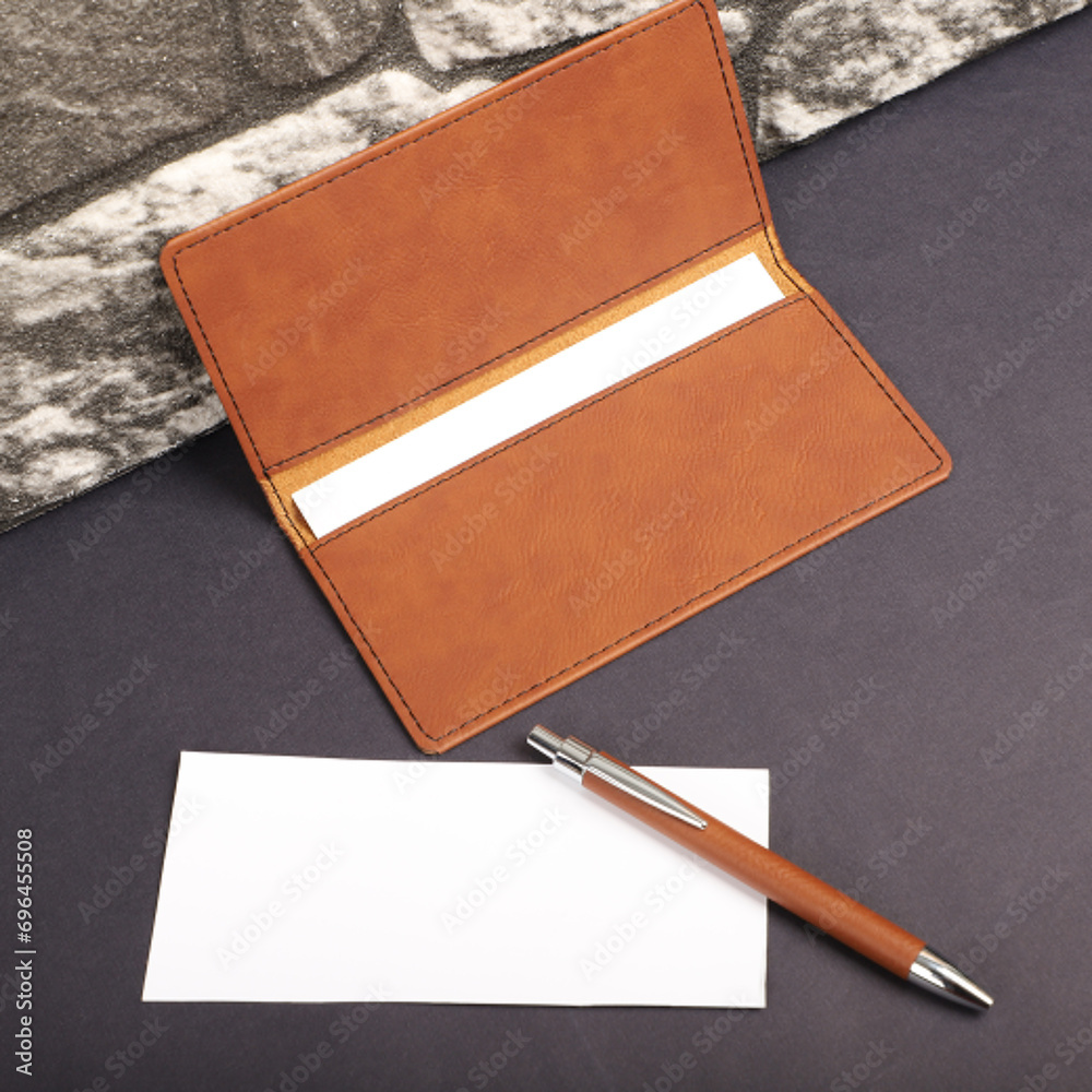 Colorful leather checkbook. Genuine leather checkbook, concept shot ...