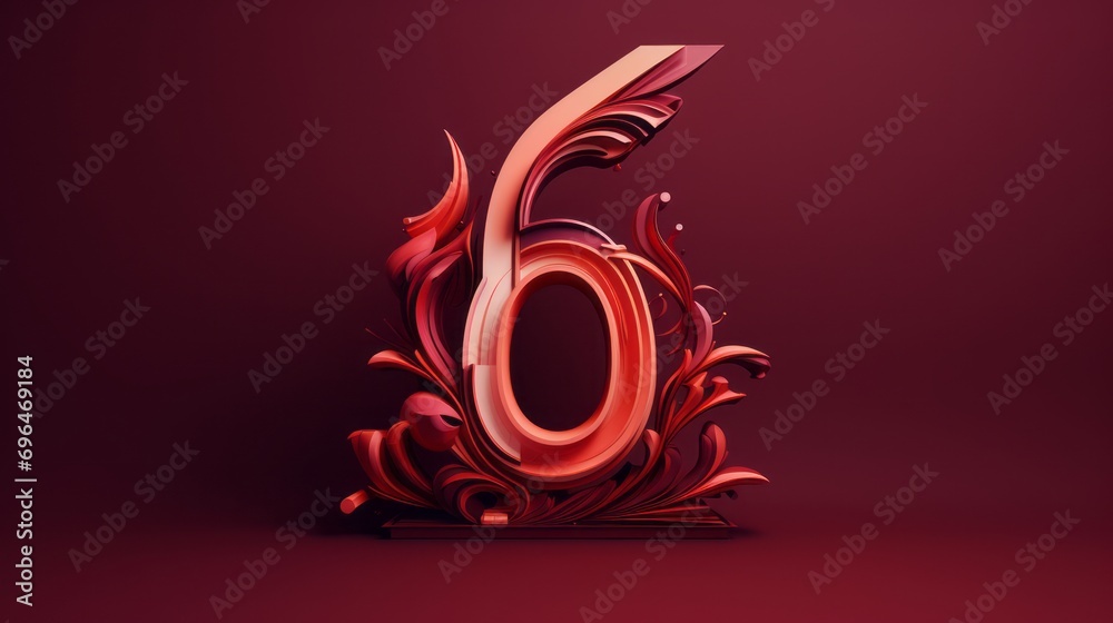 maroon background with 3D letters, 3D geometric shapes, mechanical ...