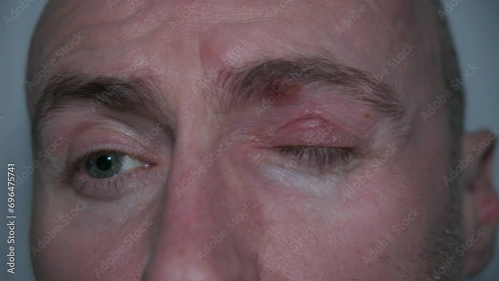 Vidéo Stock 50fps. Man with painful shingles virus. Lumps and blisters ...