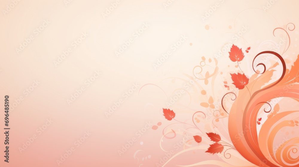 peach floral background in swirls and flourishesstyle art with space ...