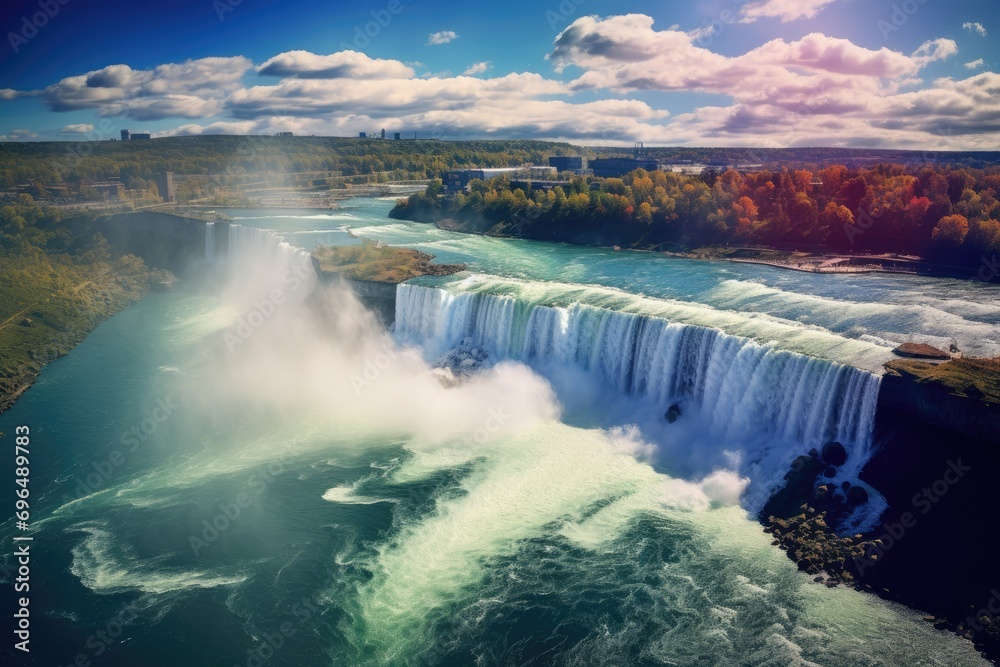 Niagara Falls, USA. Aerial view of the most powerful waterfall in the ...