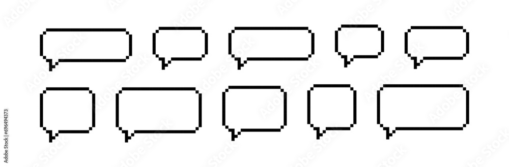 Pixel speech bubbles pack. Text boxes for chats and games. Vector ...