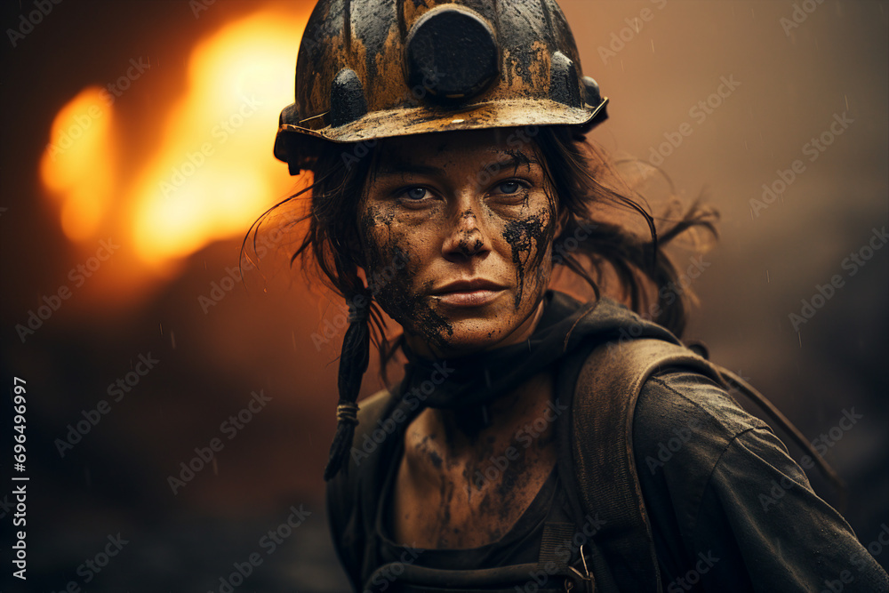 Generative AI picture of a hard mining work deep in the earth ...