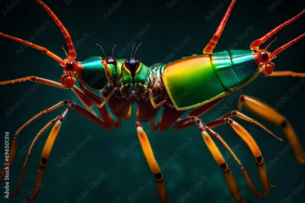 A flamboyant mantis shrimp with its vibrant colors and powerful claws ...