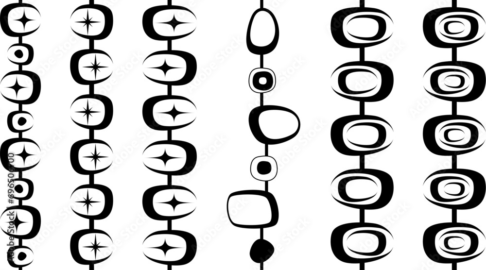 Mid Century Modern Shapes Elements Endless Geometric Chain Wall Decal ...