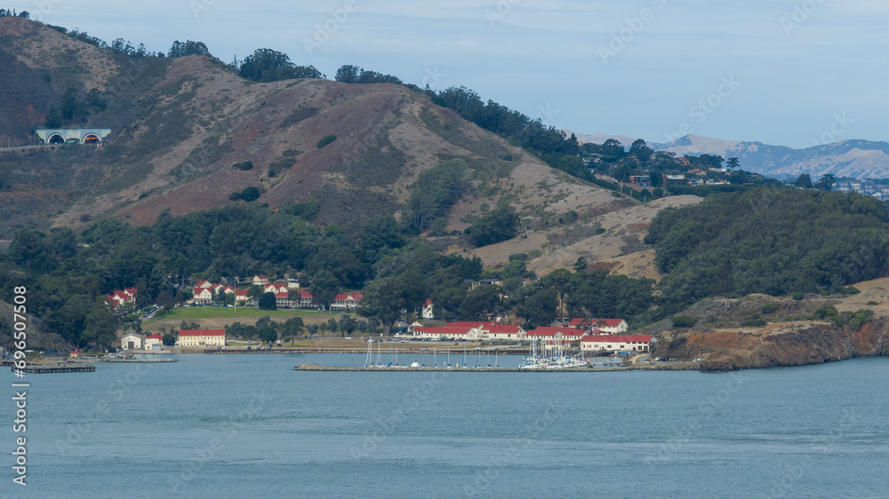 aerial landscape view across San Francisco Bay Area with Horseshoe Bay ...