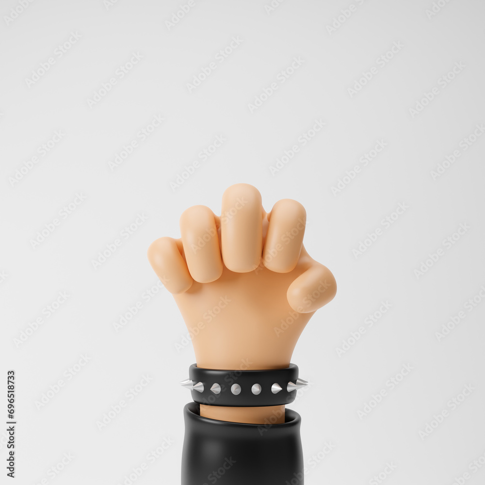 Rocker cartoon hand showing fist or strength gesture isolated over ...