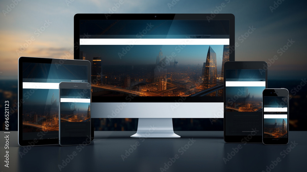 multi device screen display, laptop, smartphone, tablet multi screen of ...