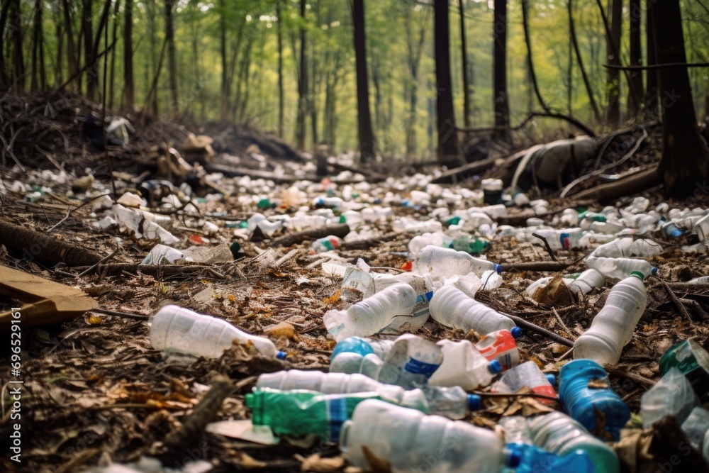 Park polluted with plastic garbage waste Stock Photo | Adobe Stock