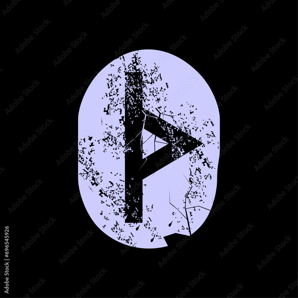 T-shirt design of the runic letter called Thurisaz carved in stone ...