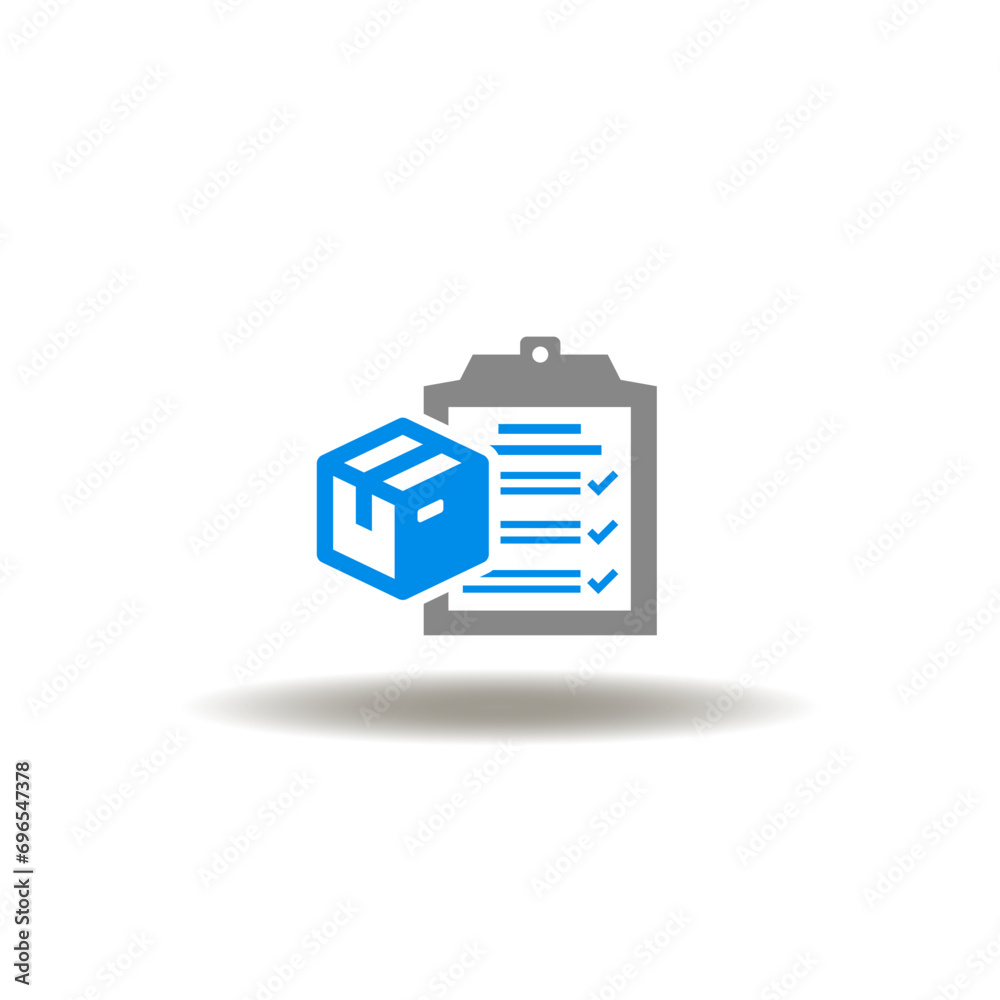 Vector illustration of check list with delivery box. Icon of customs ...