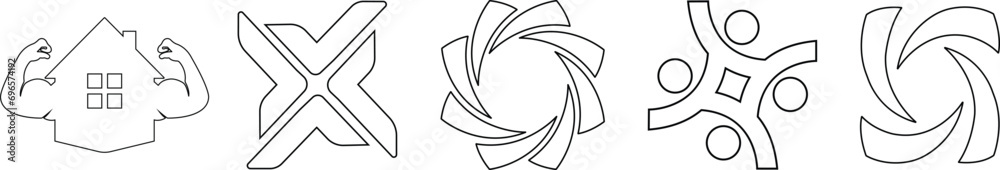 compony logo icon in line trendy style set. isolated on transparent ...