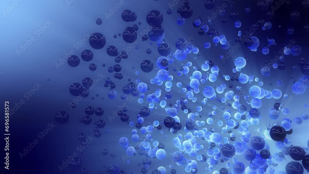 Abstract 3D sphere ball animation, Blue aqua colored spheres rotating ...