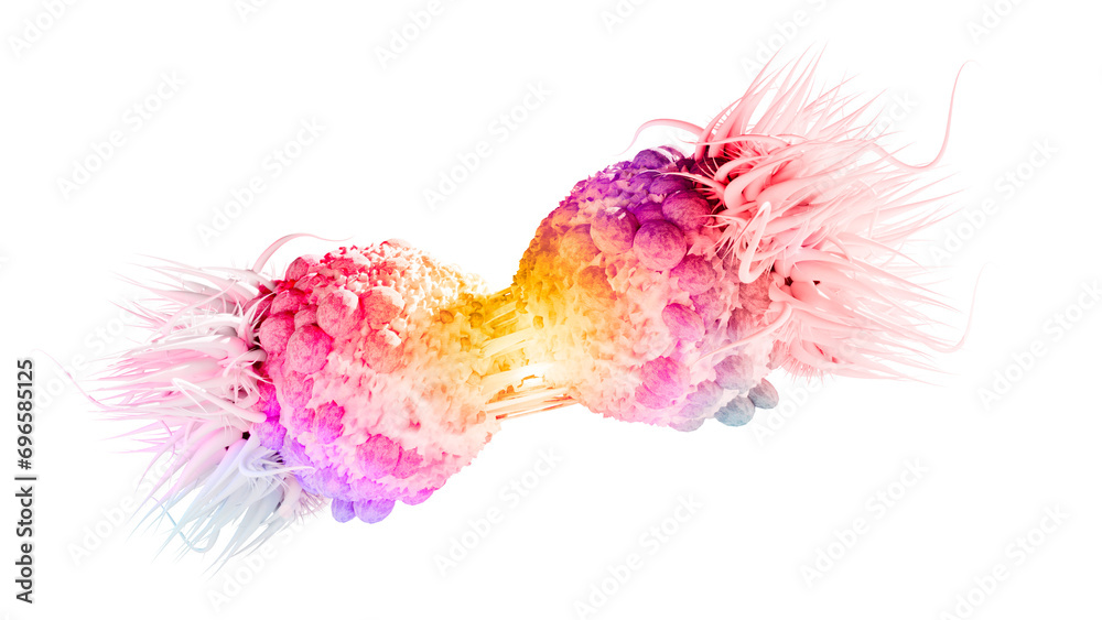 Magnification of a cancer cell division. Mutations in genes can cause ...