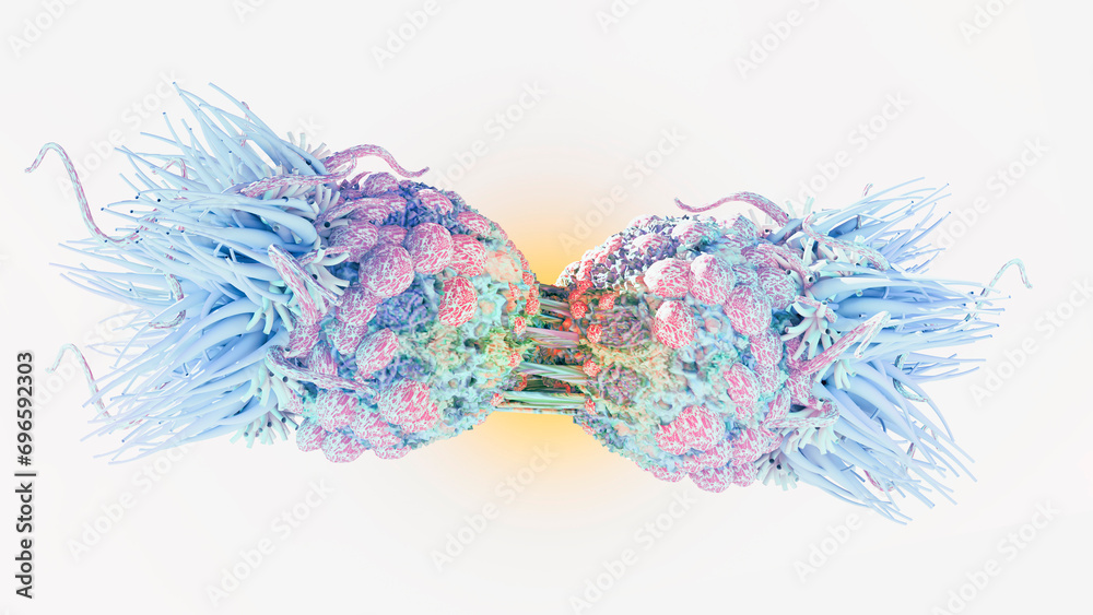 Magnification of a cancer cell division. Mutations in genes can cause ...