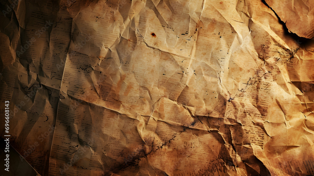 Crumpled paper texture with rustic, aged creases, ideal for backgrounds ...