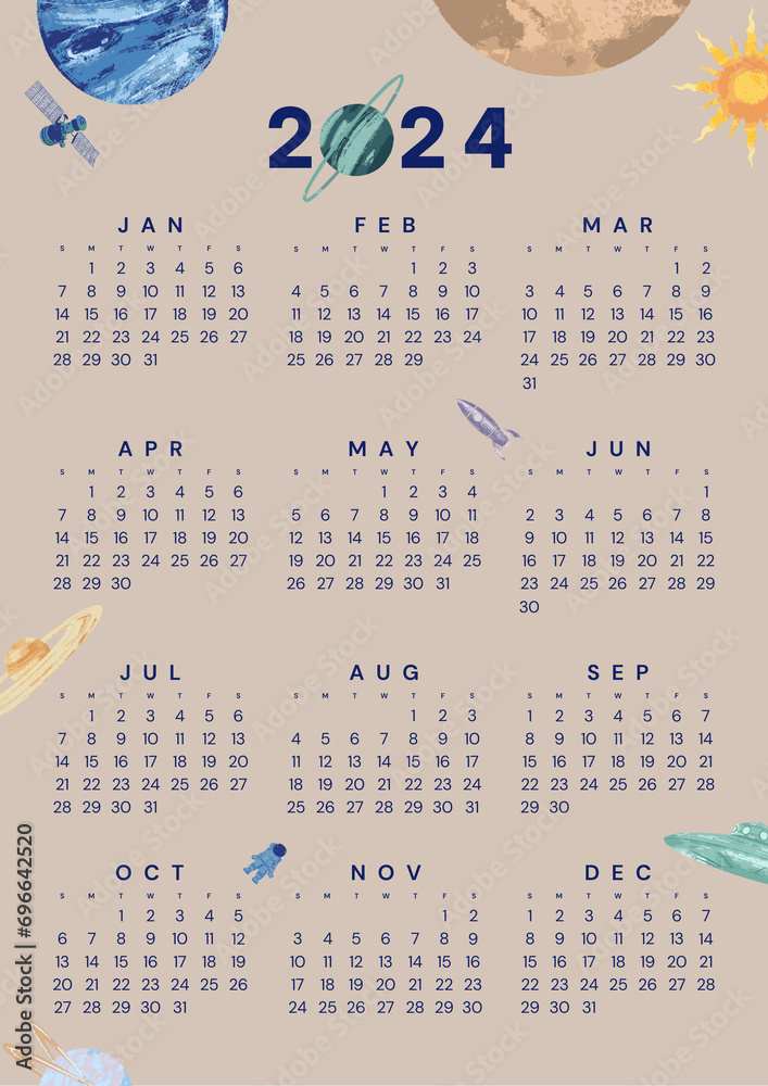 Calendar 2024 Calendar with holidays. Yearly calendar showing months ...