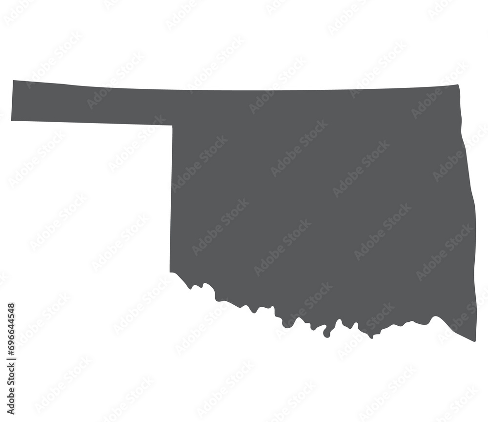 Map of Oklahoma. Oklahoma map. USA map in grey color. Stock Photo ...