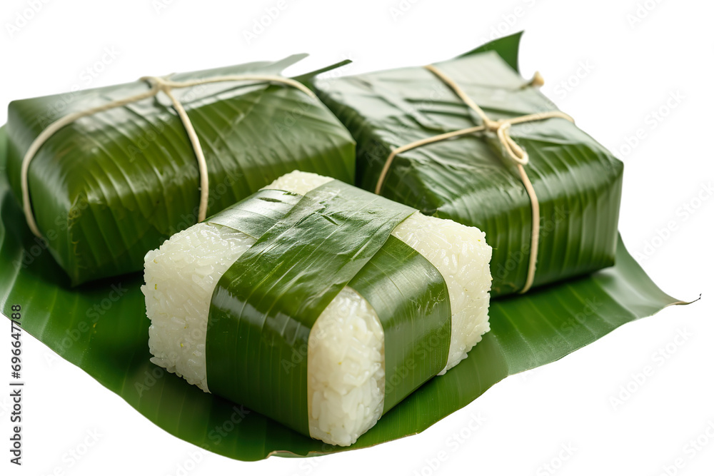 Vietnam Sticky rice cake (Banh Chung) on a white background PNG Stock ...