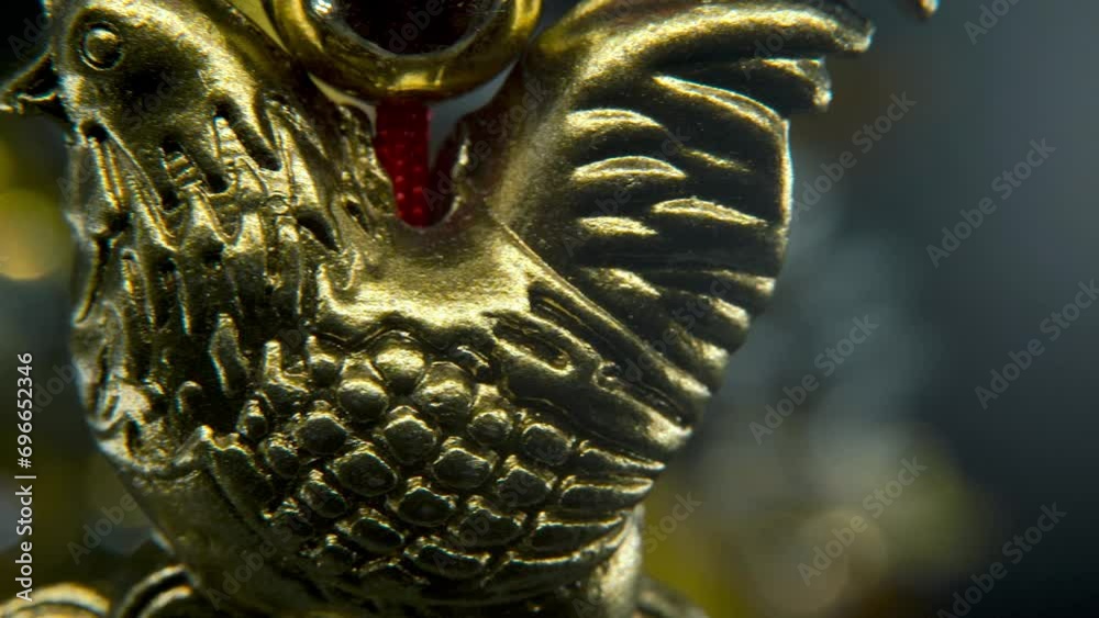 Chinese New Year traditional golden chicken zodiac statue, hanging ...