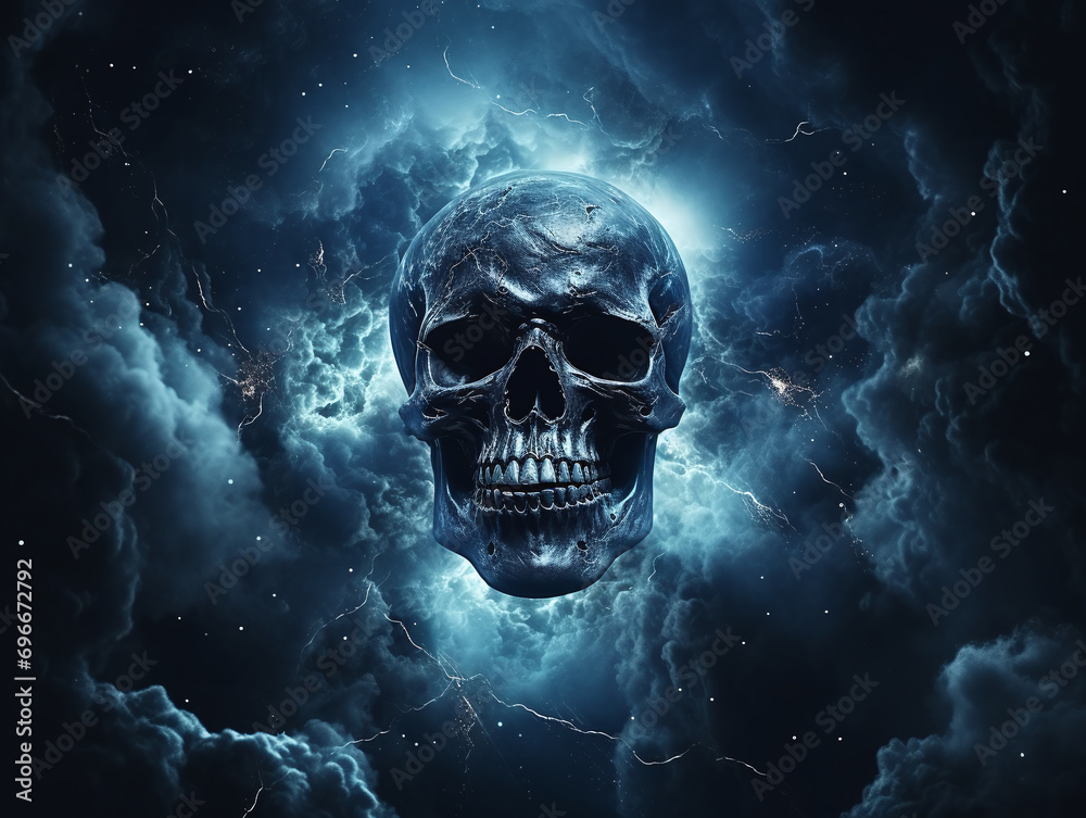 Smoked Skull Cloud Calamity Concept and Scary Abstract Digital Cloud ...