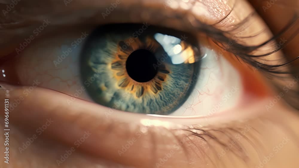 Vidéo Stock An extreme closeup of an eye, with the pupil dilated in ...