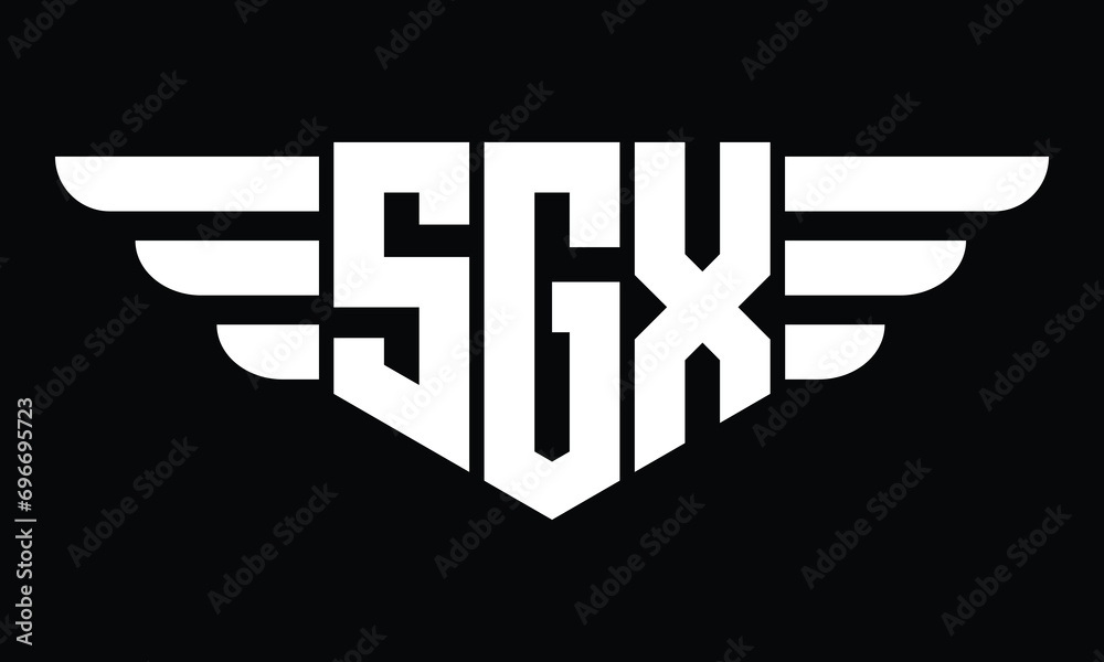 SGX three letter logo, creative wings shape logo design vector template ...