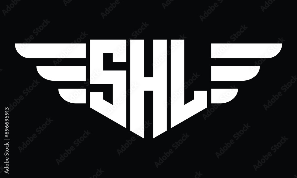 Vecteur Stock SHL three letter logo, creative wings shape logo design ...