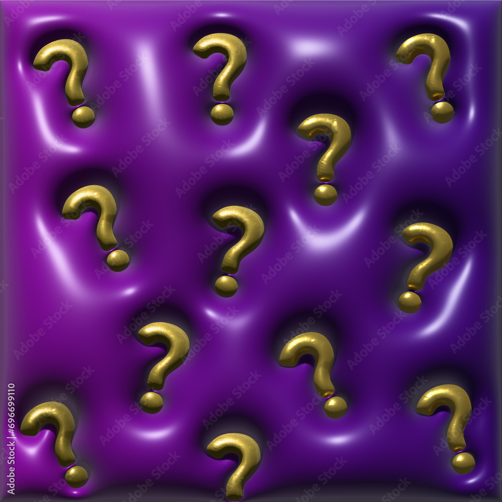 Question mark in gold 3d texture with purple background Stock ...