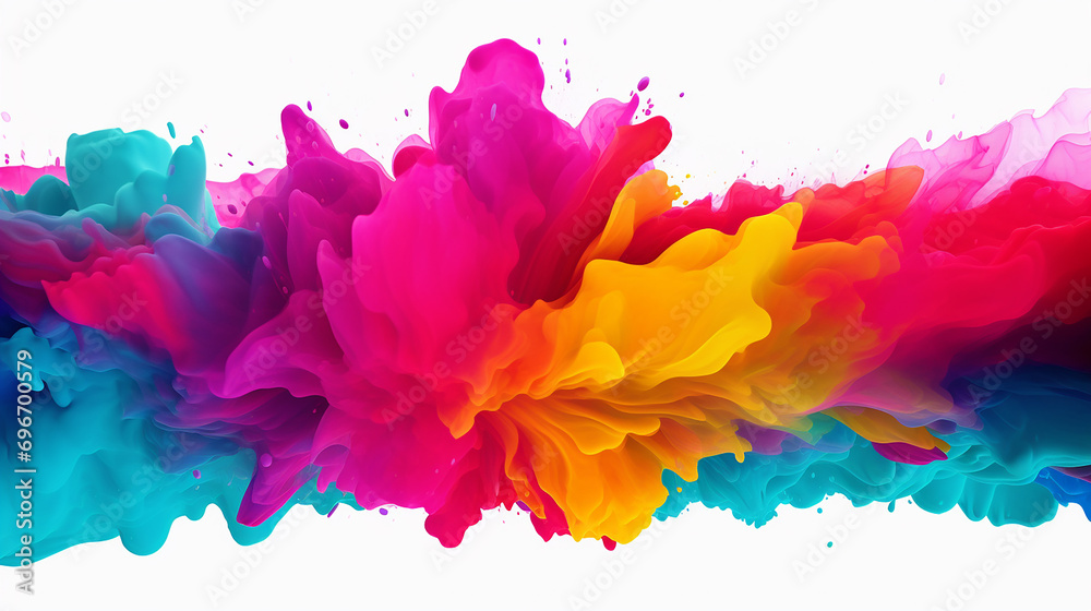 abstract color splash with neon frame for wallpaper on white background ...