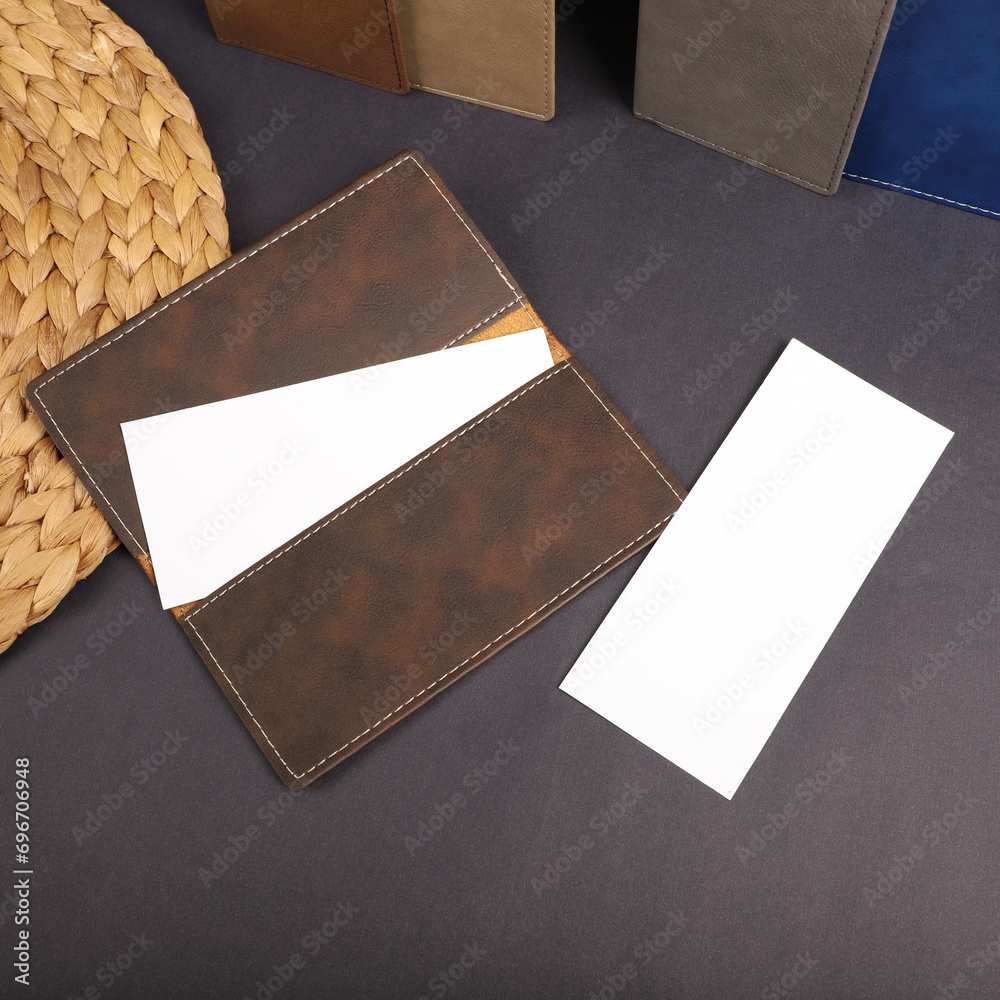 Colorful leather checkbook. Genuine leather checkbook, concept shot ...