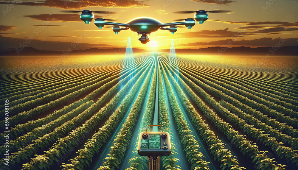 AI-Integrated Drone Monitoring Crops in Retro 90s Aesthetic ...