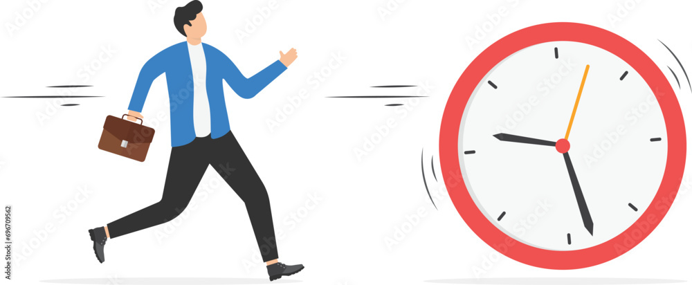 Young businessman runs and competes against the clock. Businesses that ...