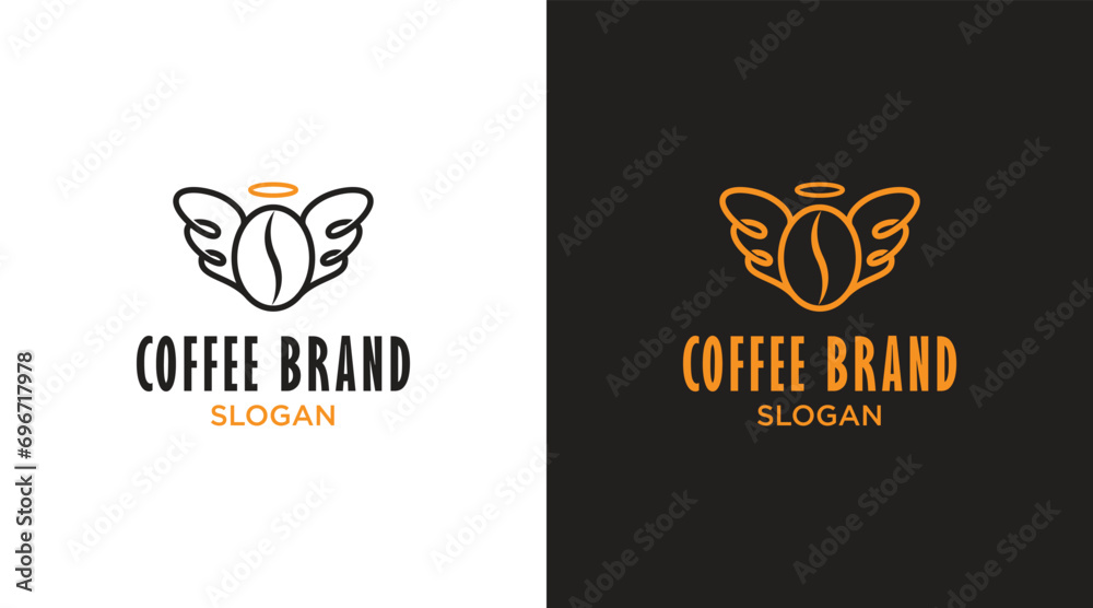Coffee logo design. Coffee, wing, angel logo design illustration Stock ...